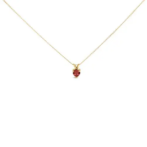 HAUS OF BRILLIANCE 14k Gold Heart Gemstone Pendant Necklace - Red Garnet | Yellow